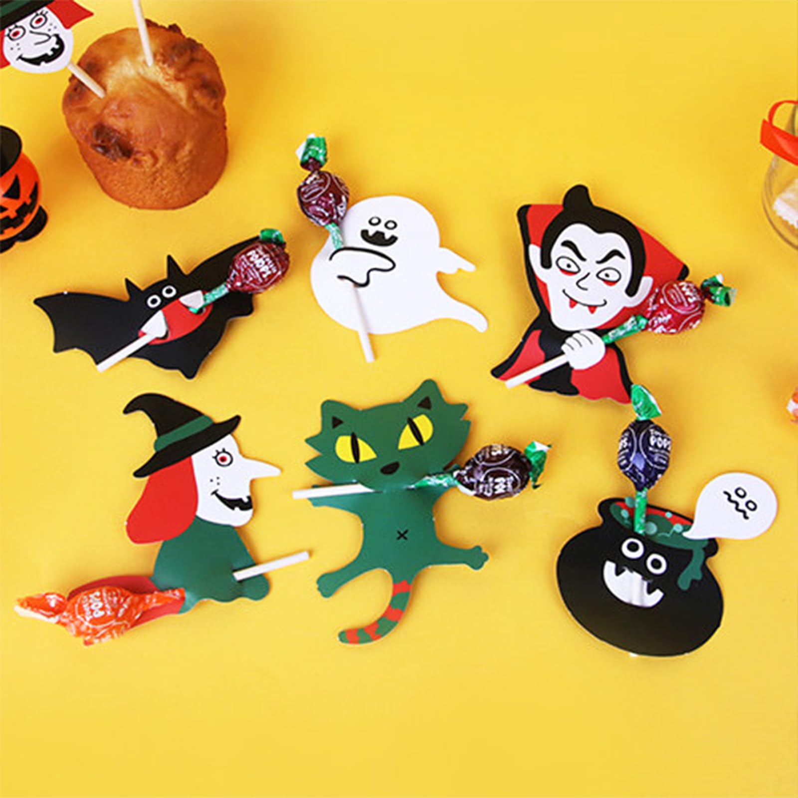 120 PCS Halloween Candy Decoration Cards Sugar Cards Holder for Children Halloween Party Sugar Decorative Paper Card for Treat or Trick School Classroom Exchange