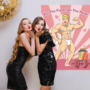 Pin The Pants on The Hunk Large Poster for 24 Players, Pin Pants on The Hunk Adults Birthday Party Game Funny Bridal Shower Games Bachelorette Party Games Bachelorette Games Girls Night Game