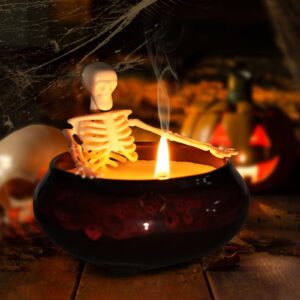 2 Pack Skeleton Candle, Halloween Decorations Indoor - Long Burning Soybean Candles Perfect Halloween Decoration for Spooky Atmosphere, Decorative Skull Present | Ideal Gift for Halloween Lovers