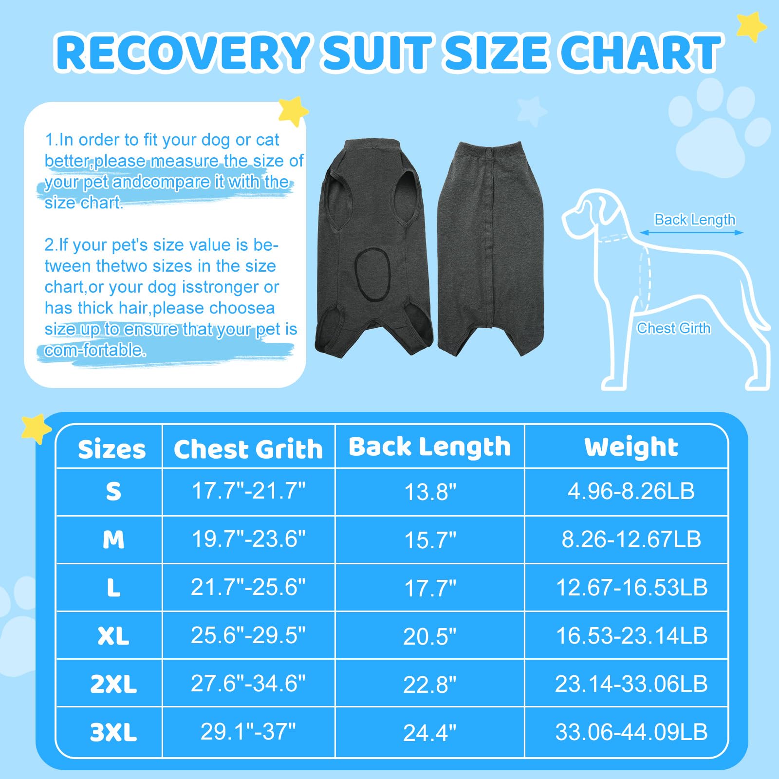 AURUZA Recovery Suit for Dogs Cats After Surgery, Dog Onesie for Surgery Recovery, Dog Surgery Recovery Suit Small Medium Large Dogs, Anti Licking Dog Surgical Suits Medium