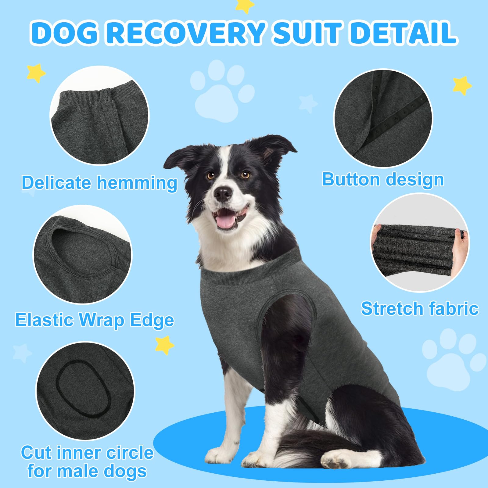 AURUZA Recovery Suit for Dogs Cats After Surgery, Dog Onesie for Surgery Recovery, Dog Surgery Recovery Suit Small Medium Large Dogs, Anti Licking Dog Surgical Suits Medium