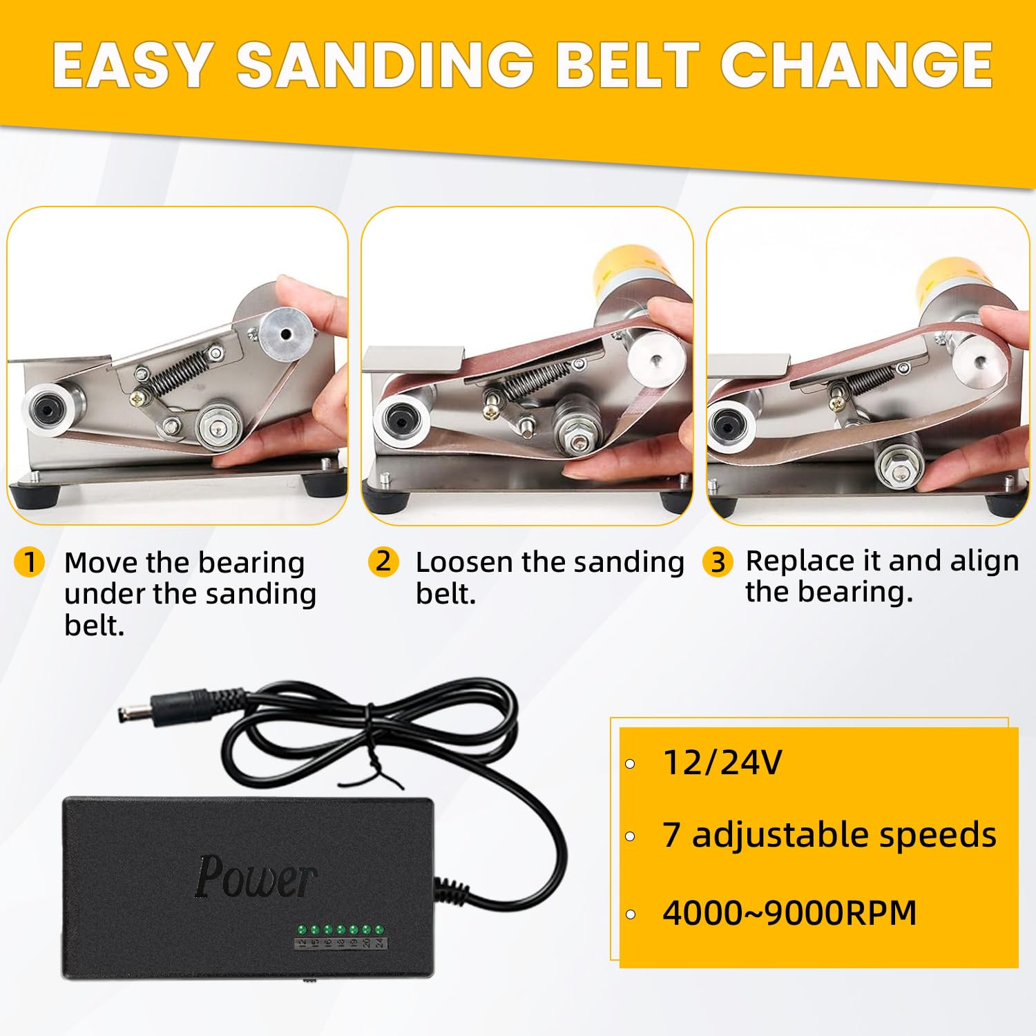 TOOVEM Mini Belt Sander-15 Degree Belt Grinder,Electric Belt-Sander Polishing,Multifunctional Electric Knife and Tool Sharpener for Metal Working, Knife Making and DIY Woodworking