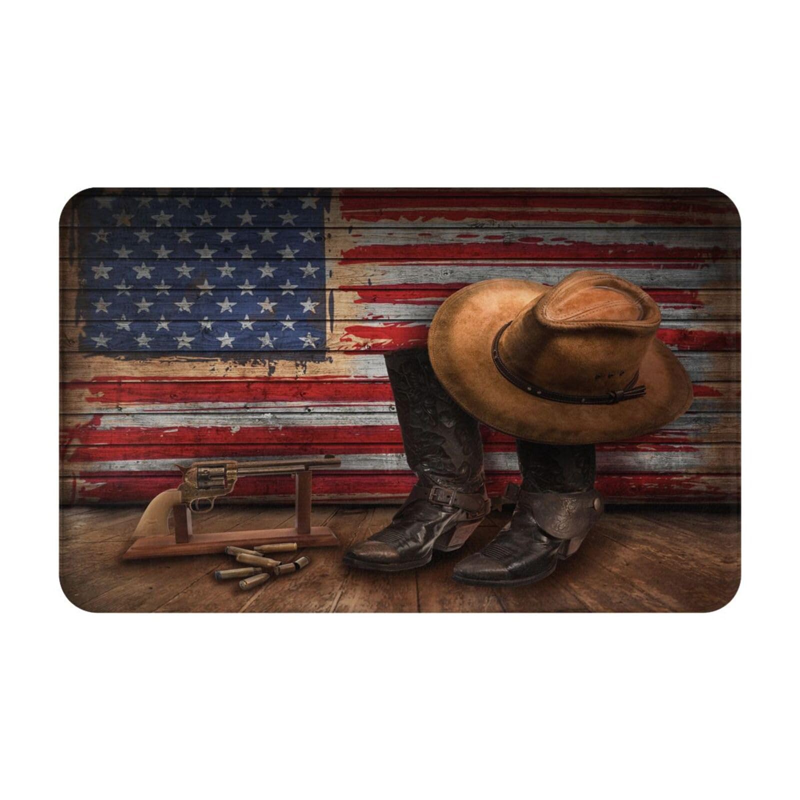 American Western Cowboy Carpet Playmat Rug 20"X32",Non-Slip Soft Living Dining Room Rug for Front Door Entrance Outside Doormat