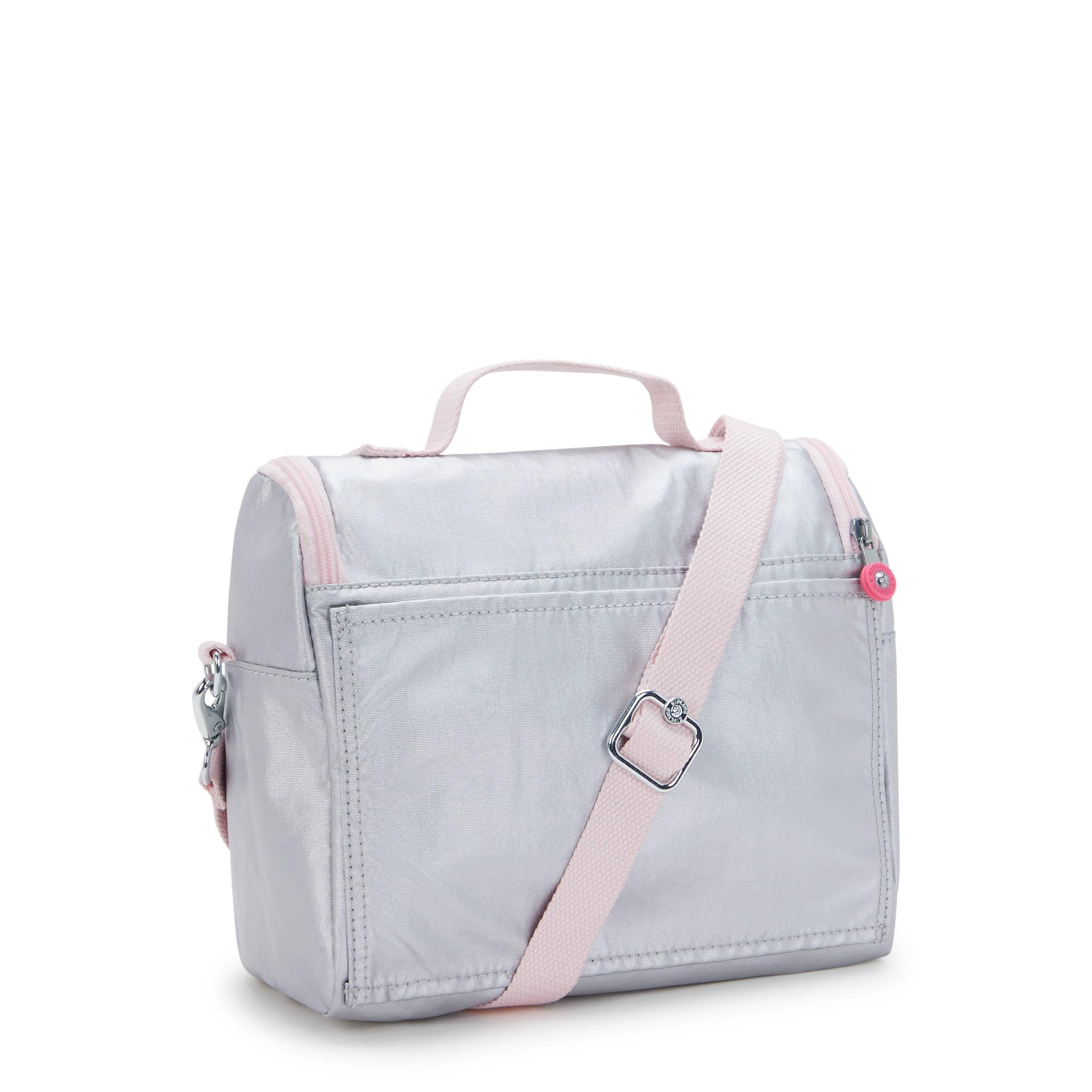 Kipling New Kichirou Metallic Lunch Bag Ice Silver Met