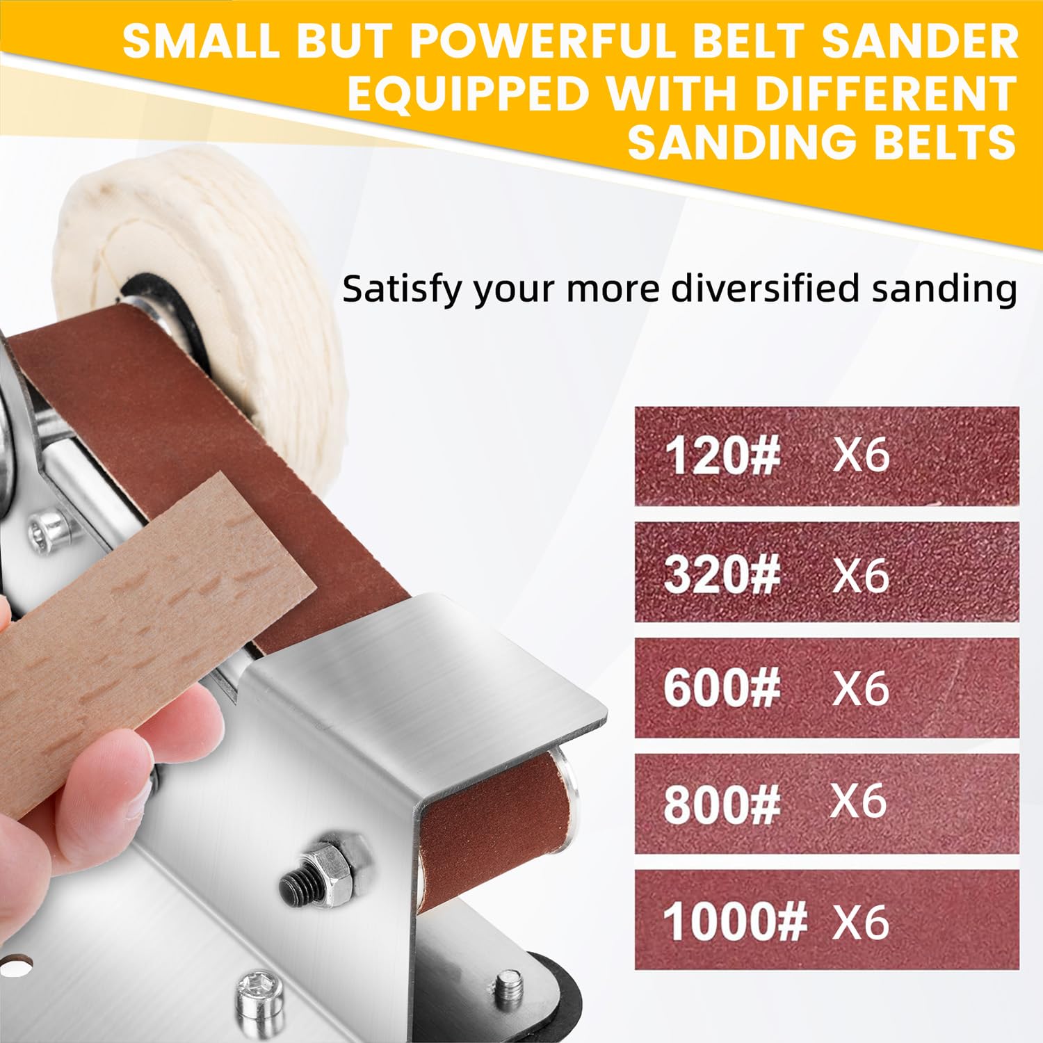 TOOVEM Mini Belt Sander-15 Degree Belt Grinder,Electric Belt-Sander Polishing,Multifunctional Electric Knife and Tool Sharpener for Metal Working, Knife Making and DIY Woodworking