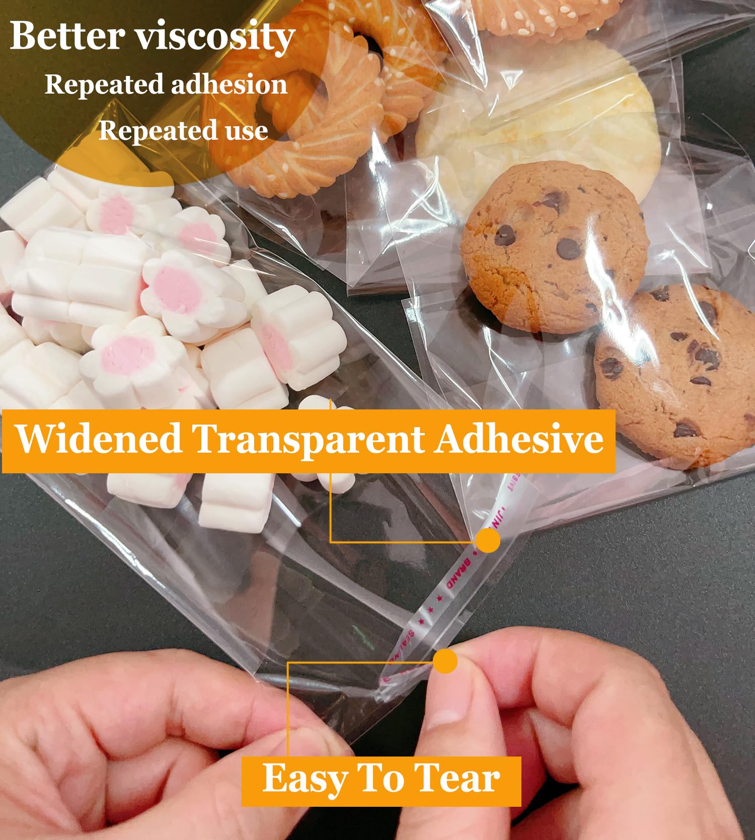 Cookie Bags 4x6 Inch,320 Pcs Clear Cellophane Bags for Packaging Cookies & Treats - Self-Sealing,Plastic Wrappers for Bakery Packaging and Gifts