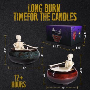 2 Pack Skeleton Candle, Halloween Decorations Indoor - Long Burning Soybean Candles Perfect Halloween Decoration for Spooky Atmosphere, Decorative Skull Present | Ideal Gift for Halloween Lovers