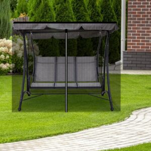 Aepiraza Mosquito Netting for 3 Person Swing, Black Patio Swing Mosquito Netting Outdoor Mesh Screen with Zipper Opening and Roof Waterproof Tent, Outdoor Patio Netting Screen for Porch 2/3 Seater