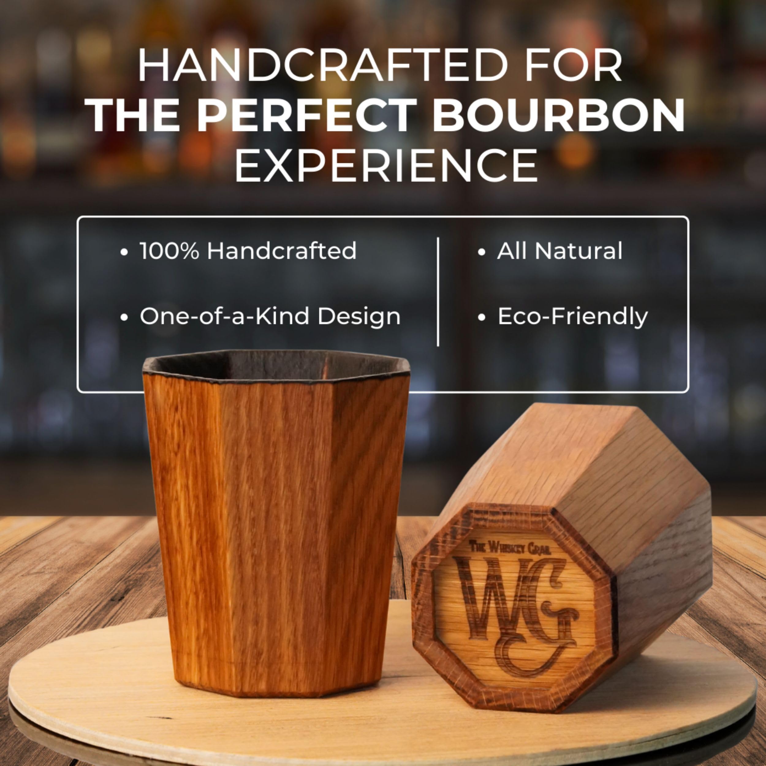 Whiskey Grail - The Mash Bill: Artisan White Oak Bourbon Vessel, Handcrafted, Charred Cup for Enhanced Whiskey Flavor, For Whiskey & Bourbon Enthusiasts - Elevate Your Whiskey Drinking Experience