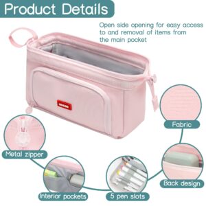 Vocuer pencil case big pencil pouch pencil box large pencil bag for school, pen cases for adults special pencil cases for girls cute aesthetic big capacity pencil bags with zipper(Pink)