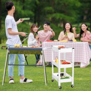 500lb 3 Tier Rolling Utility Cart, Heavy Duty Carbon Steel Shelving Unit Organizer Trolley with Wheels, Kitchen Storage Cart with Adjustable Shelves, Service Cart for Home Bathroom Laundry Room