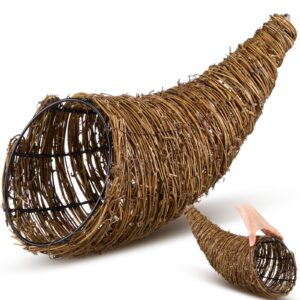 dandat thanksgivingfall cornucopia basket 13.78 inch farmhouse fall cornucopia centerpieces rustic horn of plenty table decoration for fall harvest cornucopia decor for table decorations centerpieces