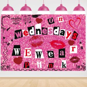 hot rose pink lips banner on wednesdays we wear pink burn book pink girls tv show themed decor bridal shower wedding night out hen movie party supplies