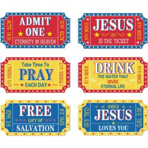 motimind 6 pcs religious giant carnival ticket cutouts halloween trunk or treat decor carnival party decorations circus theme vbs vacation bible school supplies decor