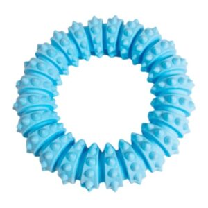 finlalo rubber dog toys, pet supply outdoor dog ring toy, chew toy supports dog dental health, puppy teething toys for small medium dogs (blue)