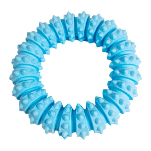 FINLALO Rubber Dog Toys, Pet Supply Outdoor Dog Ring Toy, Chew Toy Supports Dog Dental Health, Puppy Teething Toys for Small Medium Dogs (Blue)