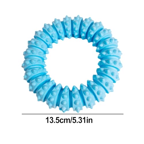 FINLALO Rubber Dog Toys, Pet Supply Outdoor Dog Ring Toy, Chew Toy Supports Dog Dental Health, Puppy Teething Toys for Small Medium Dogs (Blue)