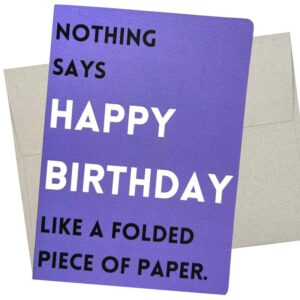 whitman and daughter funny happy birthday card for him or her (1 premium card, 5x7 inch) witty purple bday card for adults with a dry sense of humor - 795