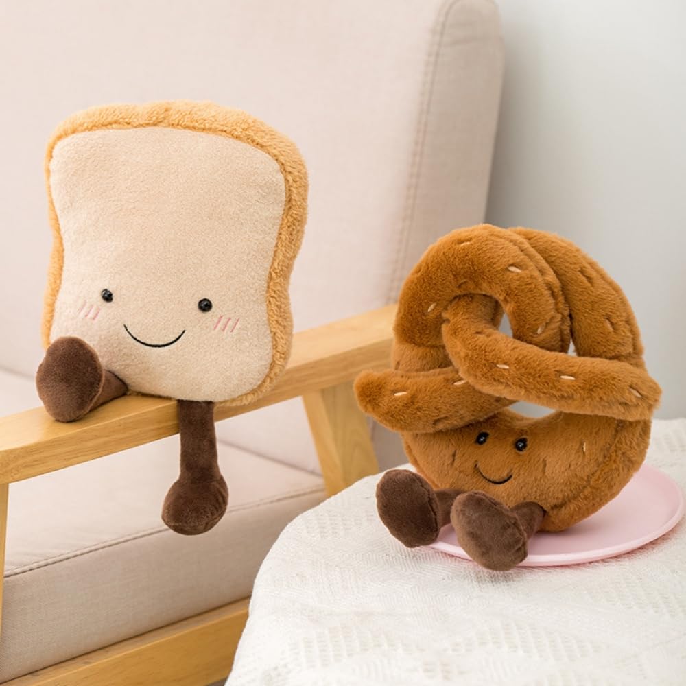 Xshelley Pretzel Plush Toast Bread Croissant Plush Toy,Cute Croissant Bread Stuffed Animals Pillow,Funny Soft Food Plushies Toy for Gifts for Kids Birthday (Pretzel)