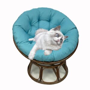 heyitte pp cotton papasan chair cushion, indoor 67x48inch tufted round papasan cushion, outdoor patio furniture cushions with non-slip ties for patio/den/college/dorm papasan, 40*40cm, blue