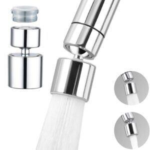 kitchen sink faucet (upgraded), 360° swivel kitchen faucet aerator, dual-function 2-flow sprayer faucet head replacement, sink attachment for faucet include 55/64 inch female thread (chrome1)