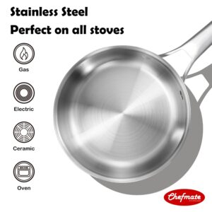 Sauce pan with lid,1.5 Quart Tri-Ply Stainless Steel small pots for cooking,Stainless Steel Saucepan,Works on Induction,Ceramic and Gas Cooktops