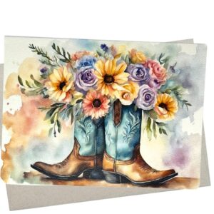 whitman and daughter country western birthday card (1 premium card, 5x7 inch) blank for every occasion like cowboy birthday, cowgirl thank you card, or western party invitation - 788