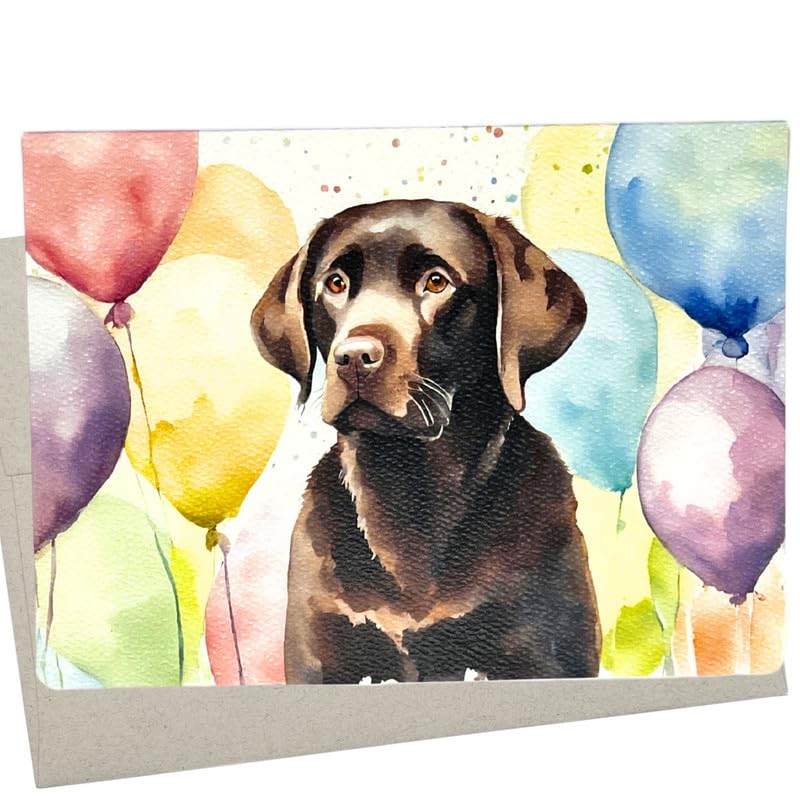 Whitman and Daughter Chocolate Lab Birthday Card (1 Premium Card, 5X7 Inch) dog note card blank for every occasion like baby shower, kids birthday, graduation - 785