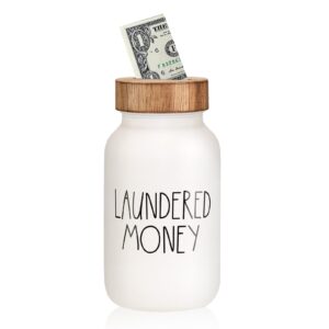 laundry room bank coin jar laundry room decor rustic country farmhouse home decor mason jar with wooden top funny laundered money tip jar piggy bank