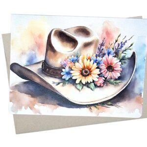 whitman and daughter country western birthday card (1 premium card, 5x7 inch) blank for every occasion like cowboy birthday, cowgirl thank you card, or western party invitation - 789