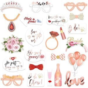 alifeotime bridal shower photo props, bride to be wedding photo booth props - 23 pcs, rose gold bachelorette party decorations, miss to mrs party gift accessories wedding favor supplies, 30th-pd-01