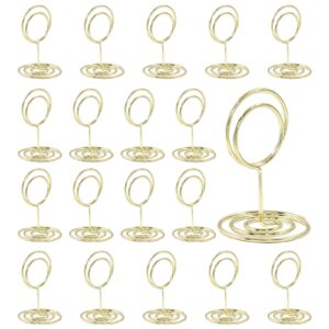 waziaqoc 20pcs table number holders, mini round place card holder. 2 inch short table number stands for wedding party graduation (gold)