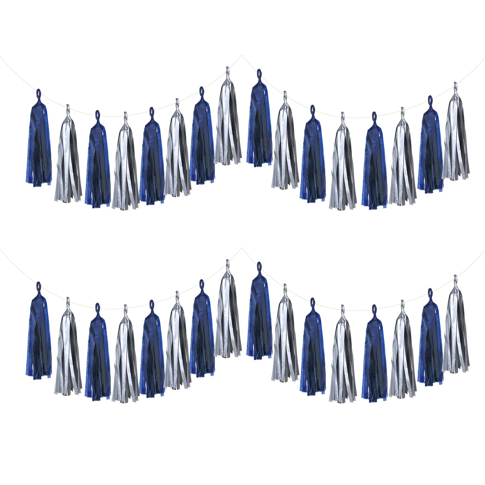 Mefuny 20PCS Navy Blue Silver Paper Garland Tissue Paper Tassels Banner for Graduation Engagement Christmas Wedding Birthday Party Backdrop