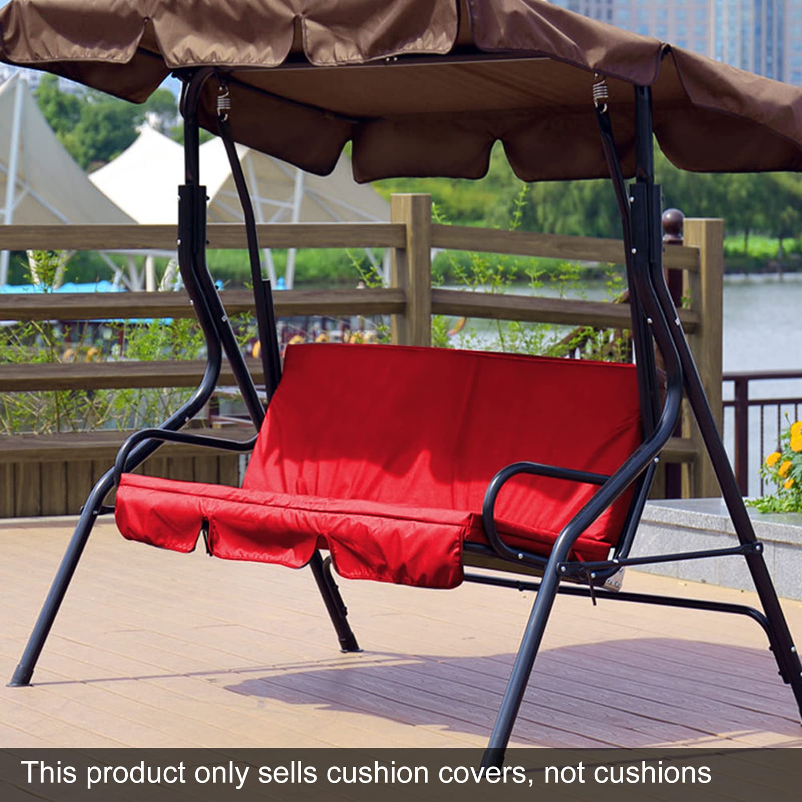 Swing Cushion Cover, 3 Seats Waterproof Swing Chair Hammock Seat Cushion Cover Canopy Replacement for Outdoor Garden Porch Courtyard (Ejoyoushusbg2my6x-14)