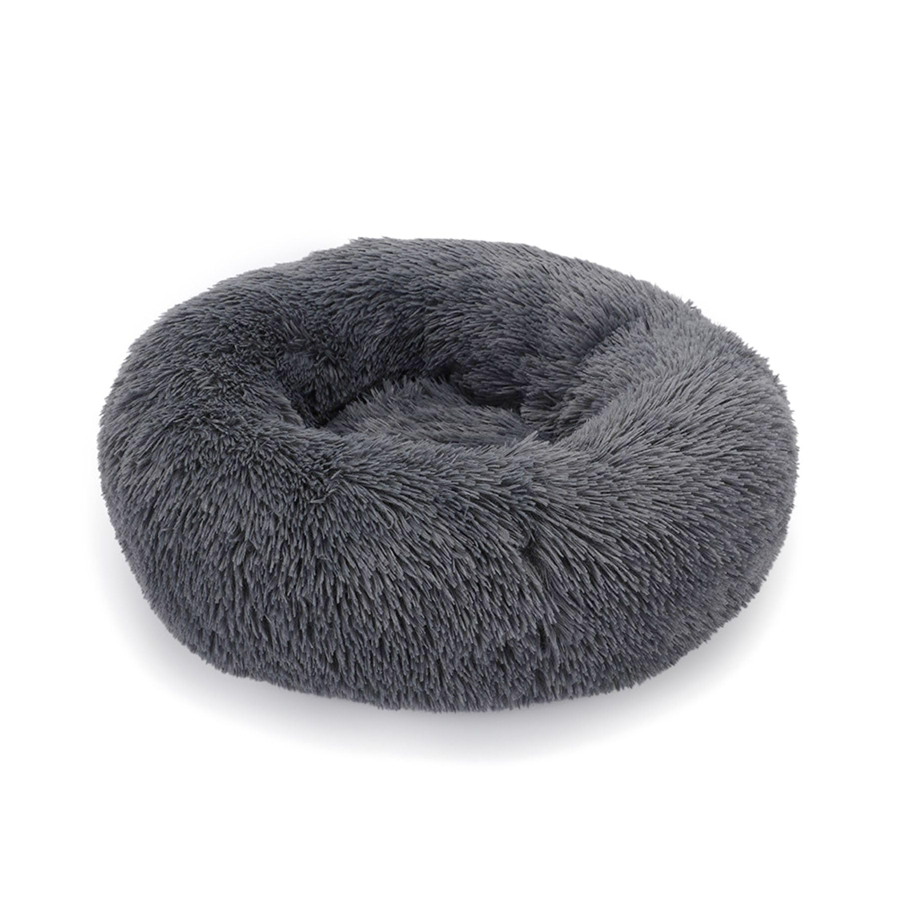 Cat Beds for Indoor Cats, Small Dog Bed Calming Plush Cat Bed Anti-Slip Round Fluffy Dog Bed Donut Dog Bed Soft Puppy Pet Bed Cat Beds Kitten Beds for Indoor Kittens (15.7", Dark Grey)