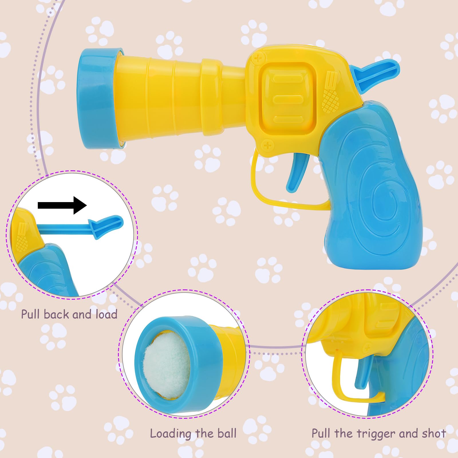 C-PASSION Cat Toy Ball Launcher Gun,Cat Fetch Toy Gun Shooter,Plush Ball Shooting Gun with 30Pcs Plush Balls,Toys Interactive for Indoor Cats Enhances Exercise,Cute Kitten Kitty Toys