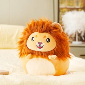 Houwsbaby 12'' Lion Plush Pillow, Soft Yellow Lion Stuffed Animal Toy, Cute Plush Toy Anime Stuffed Pillow, Festivals, Birthdays, Christmas, Halloween, Thanksgiving Day Idael Gift for Boys Girls Kids