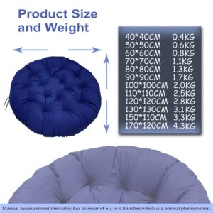 HEYITTE Pp Cotton Papasan Chair Cushion, Indoor 67x48Inch Tufted Round Papasan Cushion, Outdoor Patio Furniture Cushions with Non-Slip Ties for Patio/Den/College/Dorm Papasan, 40*40CM, Blue