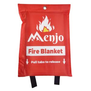 silicone coated 1/pack menjo outdoors emergency fire blanket for fire suppression at home, kitchen, bbq, and camping. flame retardant material spanning 40 * 40in