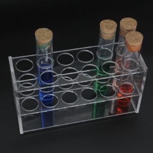 incontesta acrylic test tube holder rack, 2x6 wells 12 sockets for 50ml test tubes, clear acrylic lab stand rack