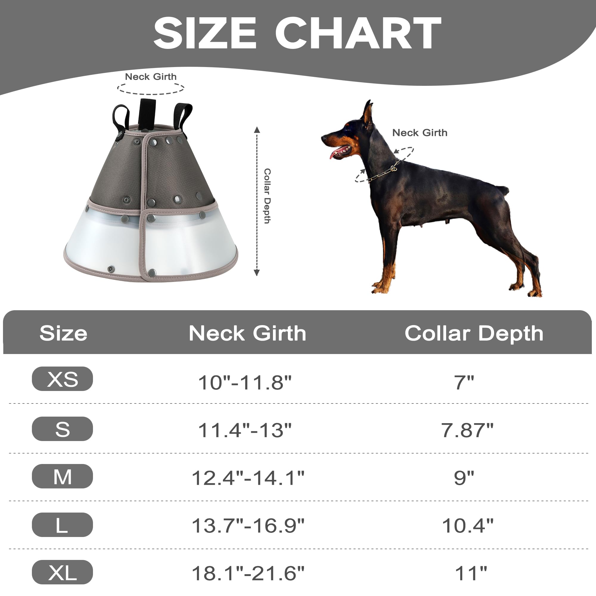 Pilviset Soft Dog Cone Collar After Surgery,Clear Padded Collar,E-Collars for Dogs to Prevent Licking Wound, Adjustable Dog Recovery Collar for Large Medium Small Dog,Elizabethan Collar XL