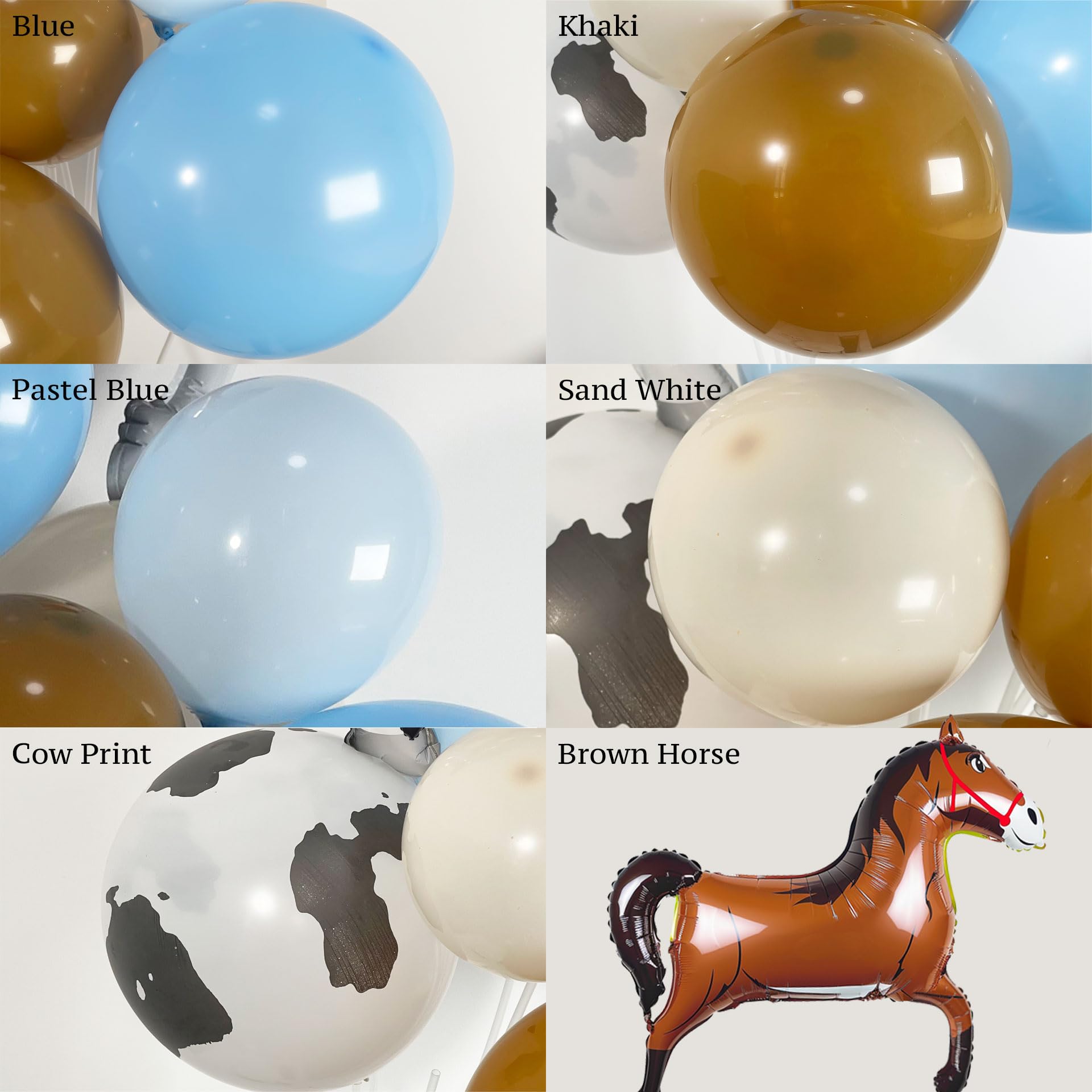 146pcs Cowboy Balloon Arch Brown, Blue, Cow Print Balloons Giant Horse Balloon Farm Highland Cow Vaquero Party Decorations Western & Rodeo Birthday Holy Cow Baby Shower Themed Party Supplies For Boy