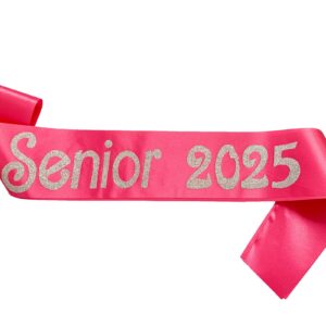 Conggluuo Senior 2025 sash,senior sashes class of 2025 senior sash Pink sash with Silver Glitter graduation sash for Graduation Party Supplies 2 Pack senior sashes Pink Silver 2pcs