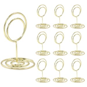 waziaqoc 10pcs table number holders, mini round place card holder, 2 inch short table number stands for wedding party graduation (gold)