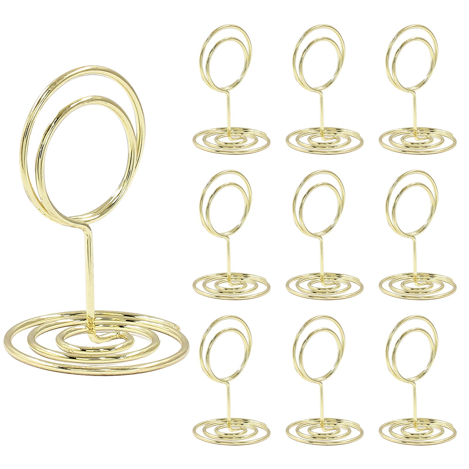 Waziaqoc 10Pcs Table Number Holders, Mini Round Place Card Holder, 2 Inch Short Table Number Stands for Wedding Party Graduation (Gold)