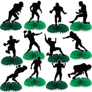 qoubai 12pcs football honeycomb centerpieces football player party decorations sports party decor table toppers birthday party decoration for baby shower gameday tailgate party favor supplies