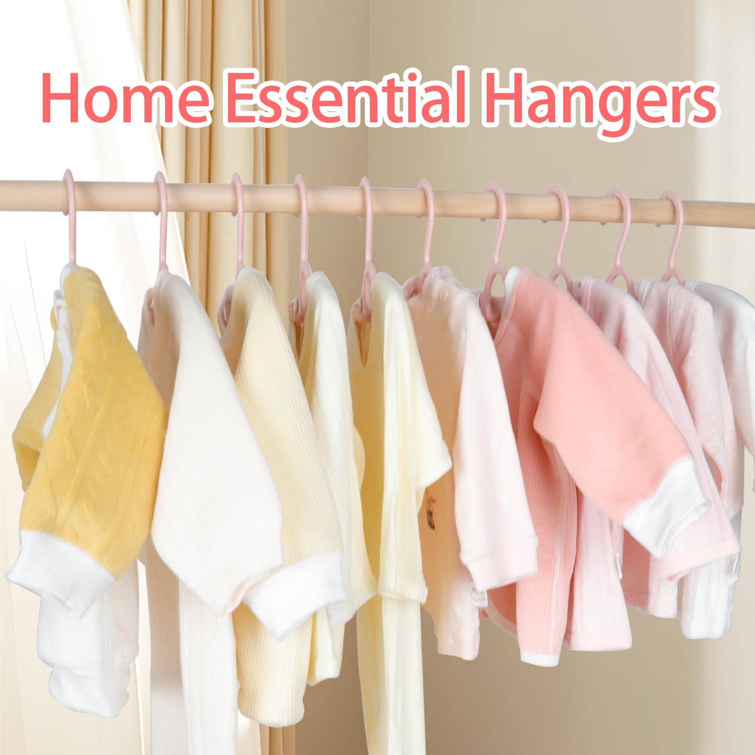 ManGotree Baby Hangers for Nursery Closet, 11''-14.5'' Adjustable Non-Slip Kids Hangers, Space Saving Stackable Plastic Hangers for Baby Toddler Children Kids Teen (20 Pack, Pink)