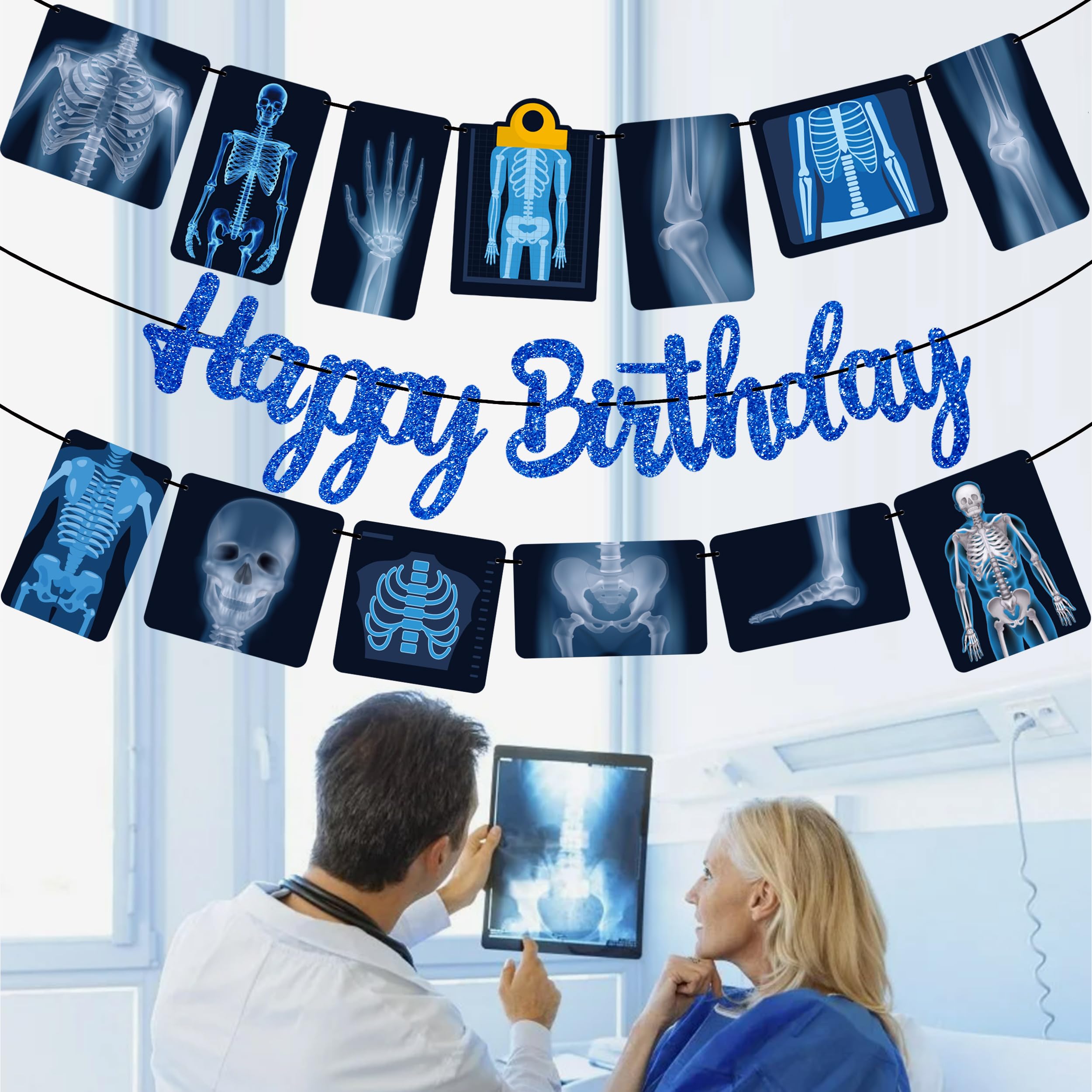 Radiology X Ray Birthday Party Decorations Blue Radiology Happy Birthday Banners Radiology X Ray Party Decorations for Radiologist Birthday Party X Ray Doctor Theme Baby Shower Supplies