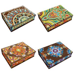 generic diy diamond art painting storage box kit, diamond art painting wooden boxes jewelry storage box, special shape crystal mosaic arts crafts for girl dresser desktop decor