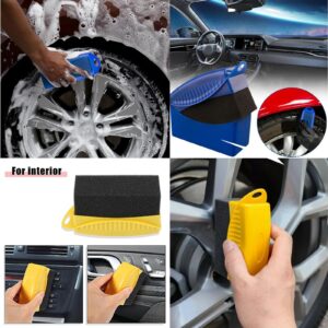 2PCS Tire Shine Applicator,Tire Dressing Applicator,Tire Shine Sponge Pad,Reusable Tire Shine Brush Applicator with Ergonomic Rectangular Box Detailing Wheel Cleaner Car Tire Brush,Car Detailing kit